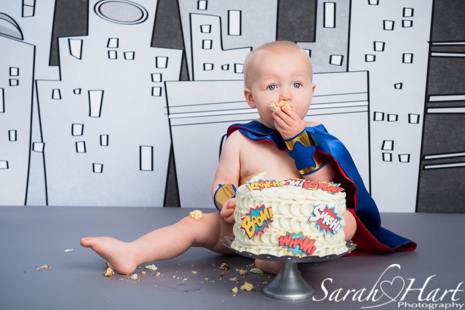 Newborn Photography by Sarah Hart Photography Superhero Cake Smash ...