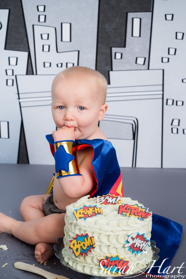 Newborn Photography by Sarah Hart Photography Superhero Cake Smash ...