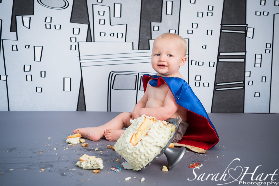 Newborn Photography by Sarah Hart Photography Superhero Cake Smash ...