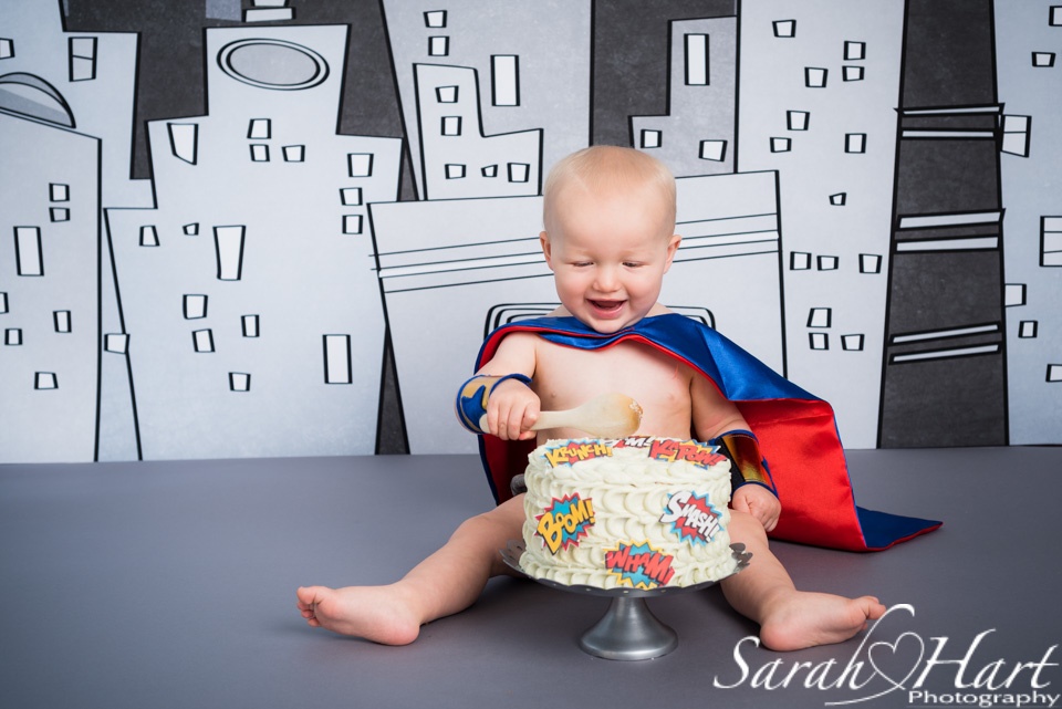 Newborn Photography by Sarah Hart Photography Superhero Cake Smash ...